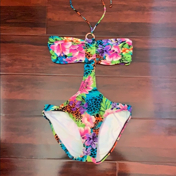 Swim | Cheetah Floral One Piece Bathing Suit Monokini | Poshmark